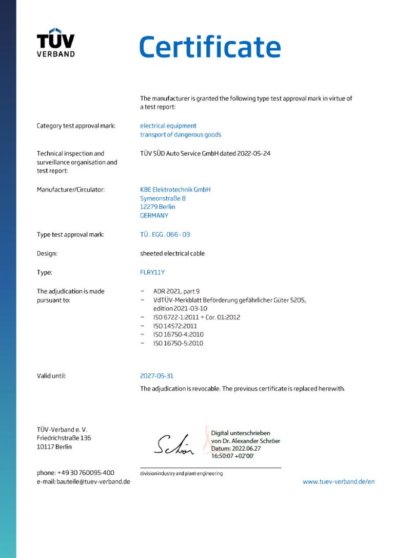 FLRY11Y T105 ADR - for vehicles with ADR requirement for GGVS