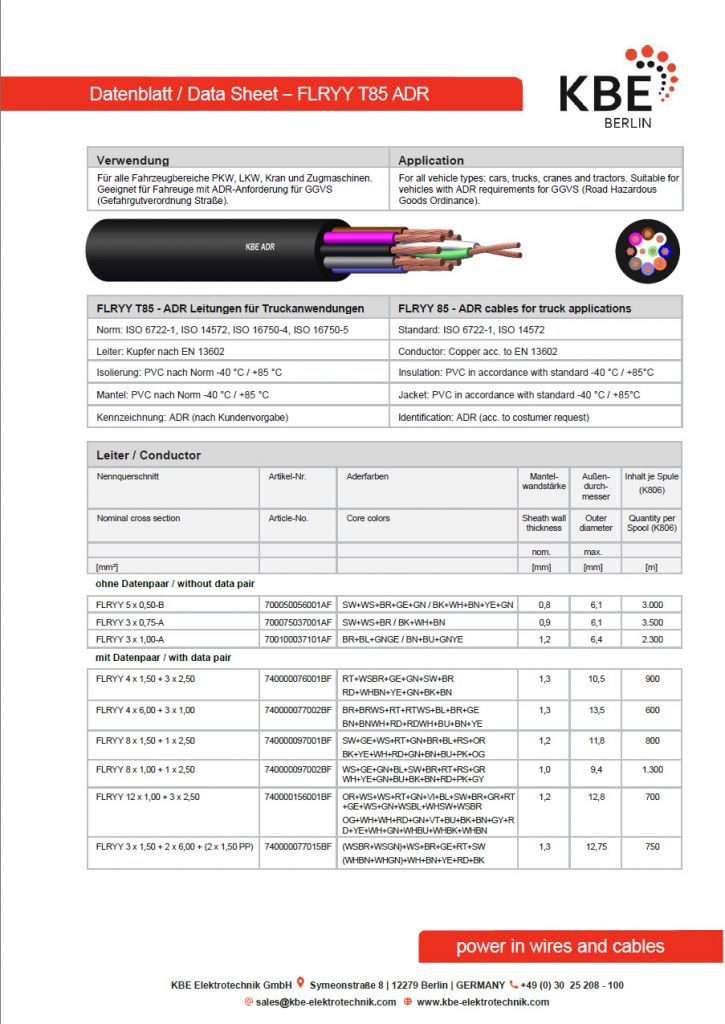 FLRYY T85 ADR - for vehicles with ADR requirement for GGVS