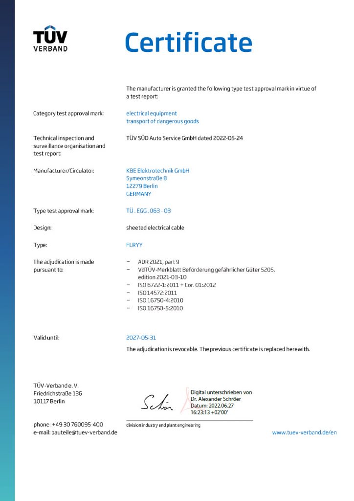 FLRYY T85 ADR - for vehicles with ADR requirement for GGVS