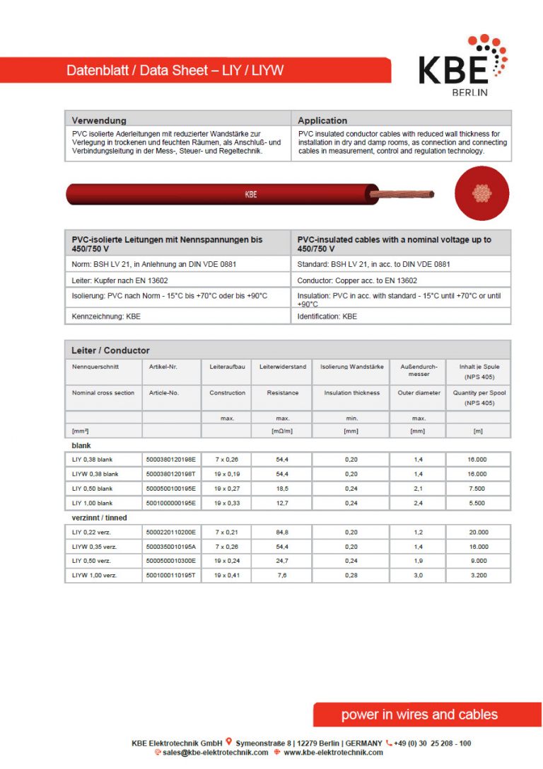 Special cables from KBE Elektrotechnik GmbH